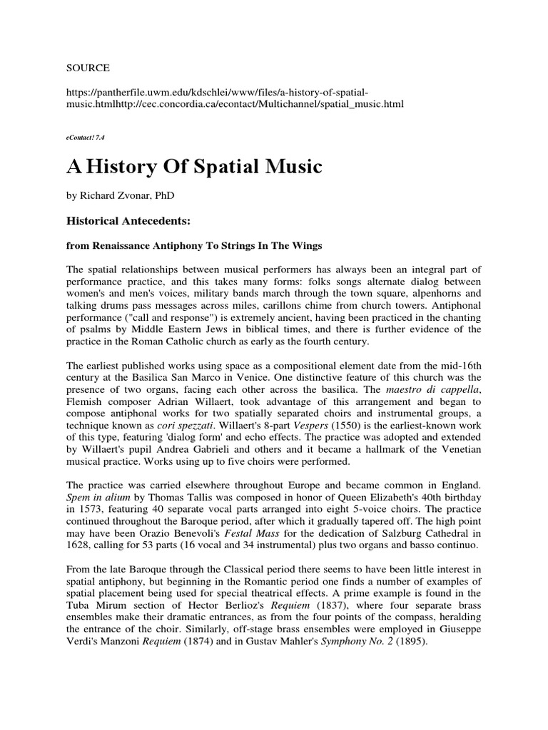 A History of Spatial Music | PDF | Electronic Music | Loudspeaker