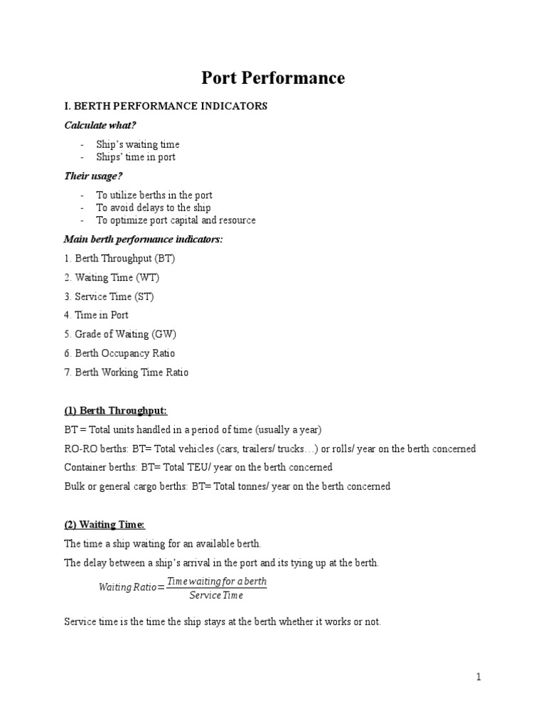 Port Performance | PDF | Port | Containerization