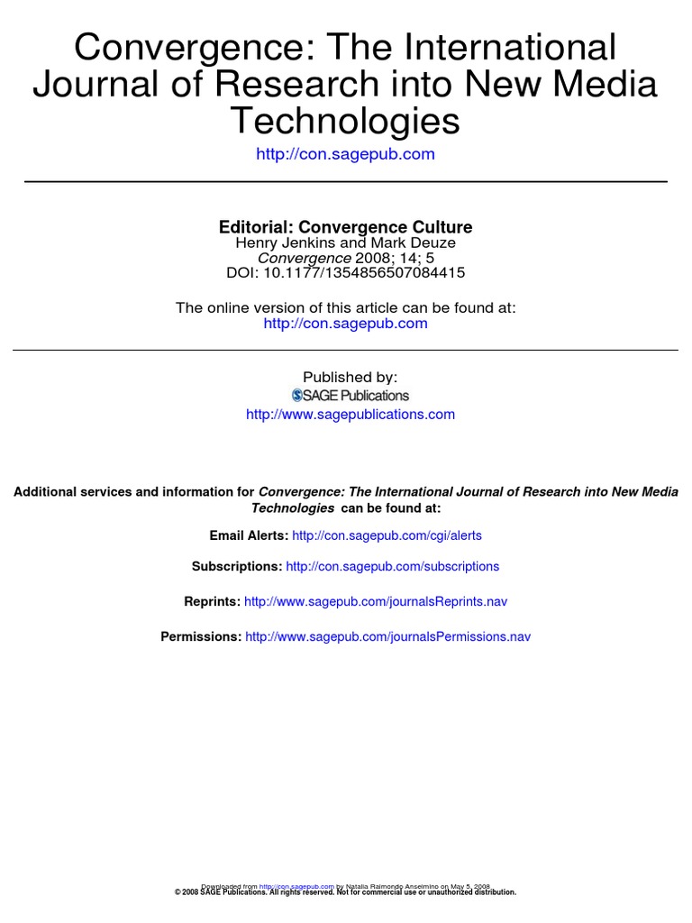 Convergence Culture, Henry Jenkins | PDF | Technological Convergence ...