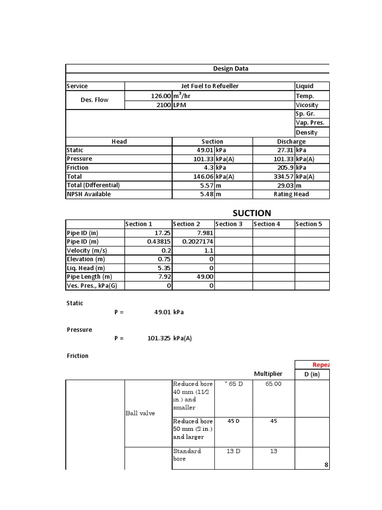 Pump Sizing Calculation | PDF | Valve | Pump