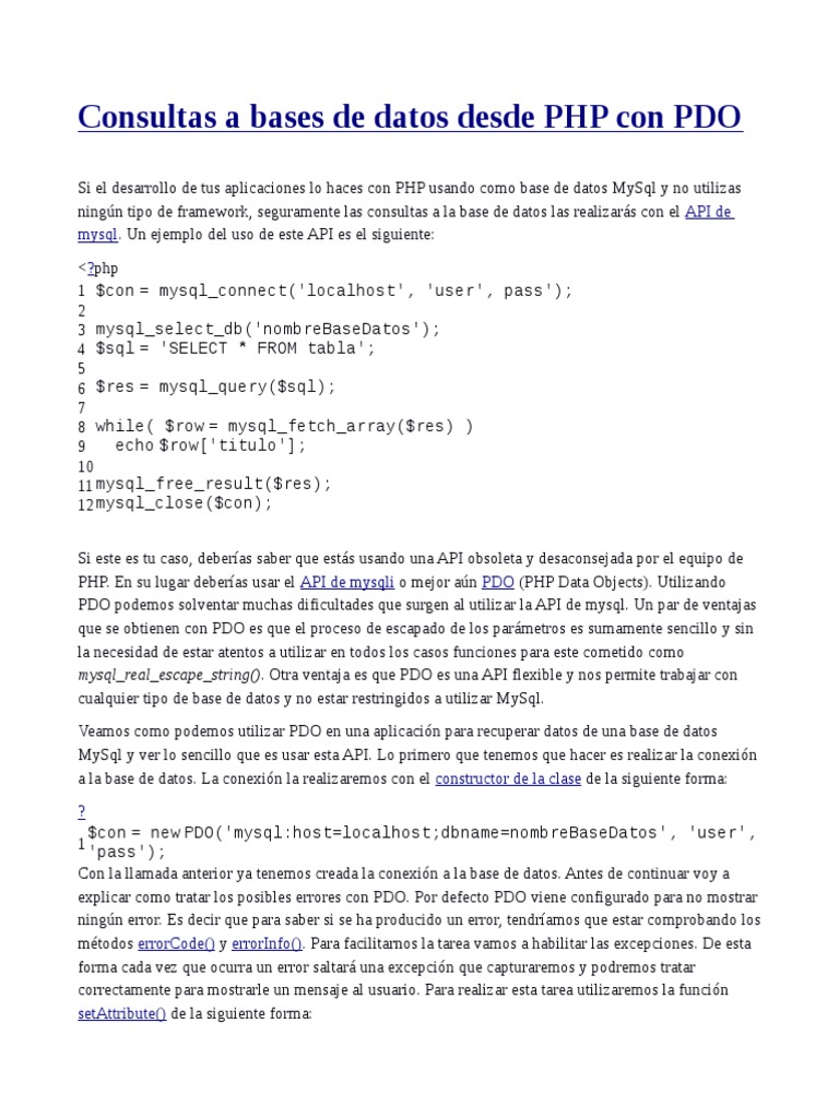 Consultas Con Pdo y PHP | PDF | SQL | Mi sql