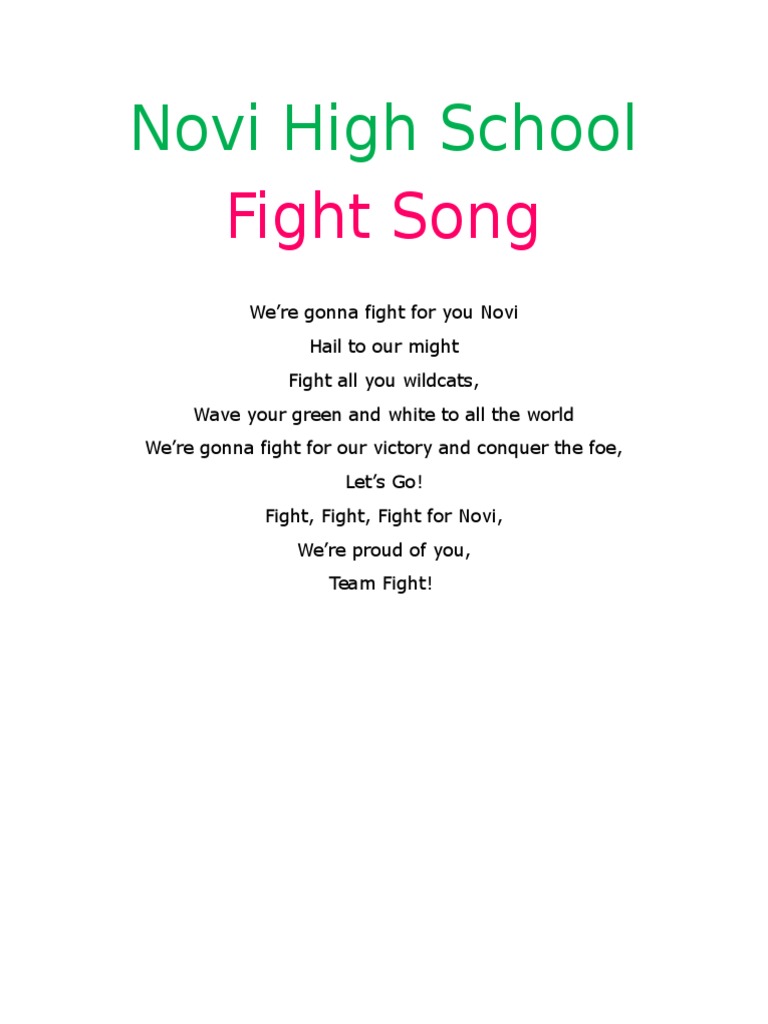 Novi High School Fight Song Lyrics | PDF