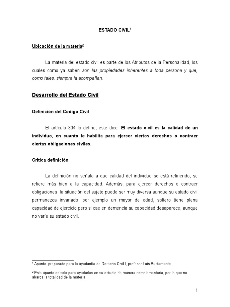 Definición y características del estado civil | PDF | Estado civil ...
