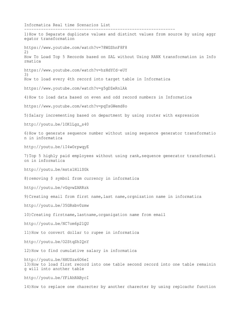 Informatica Complex Realtime Scenarios | PDF | Data | Computer Data