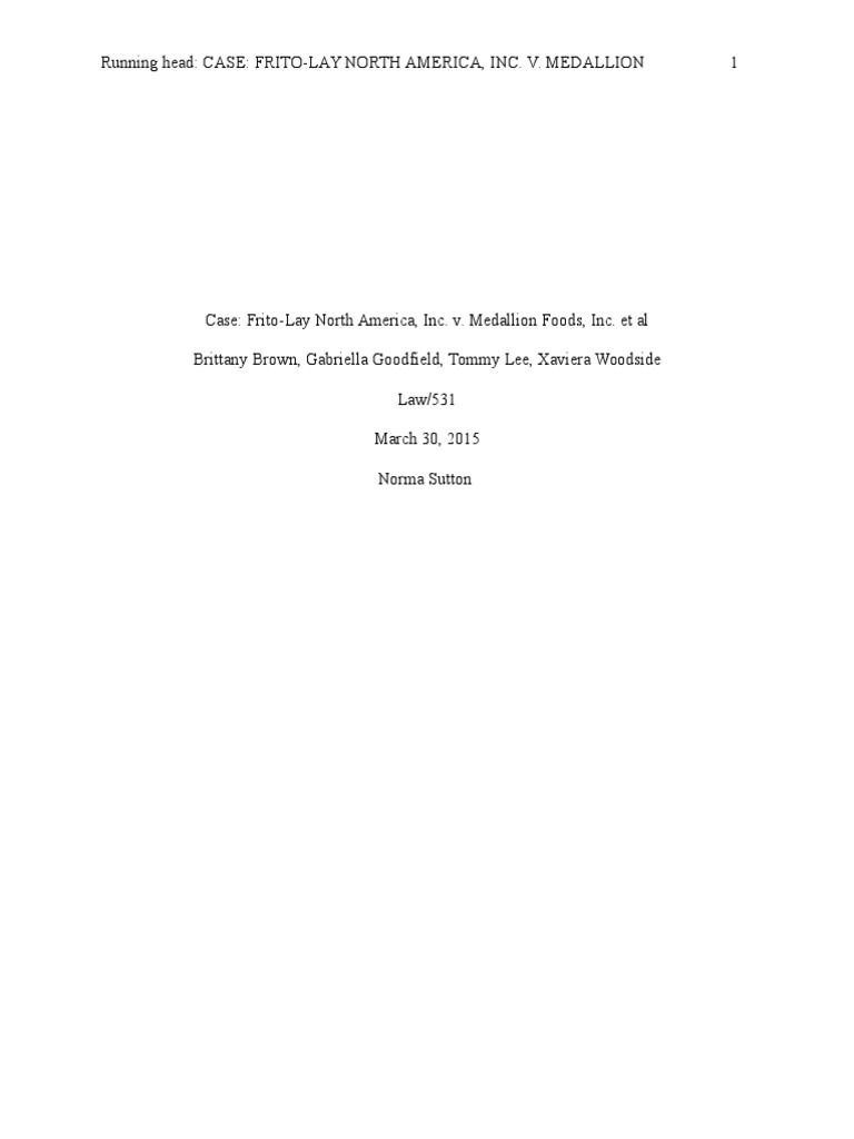 Case Frito-Lay v. Medallion Foods | PDF | Property | Intellectual Property