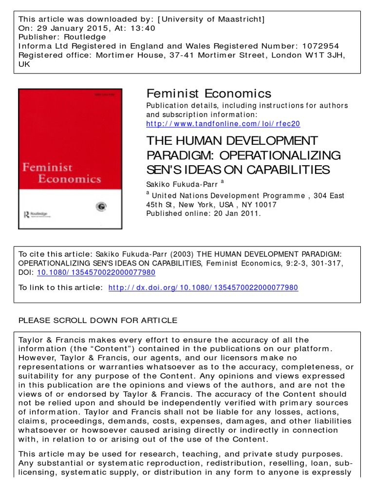 Fukudaparr - Human Development Paradigm - 2003 | PDF | Human ...