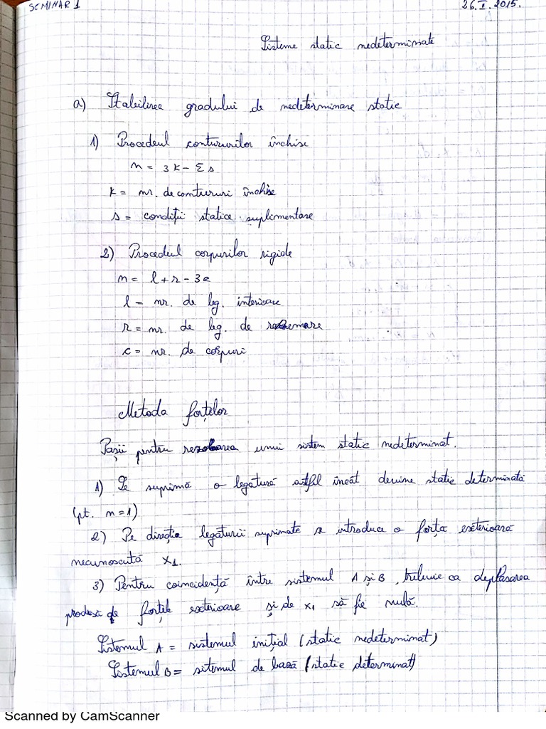 Statica Constructiilor II, Note de Seminar | PDF