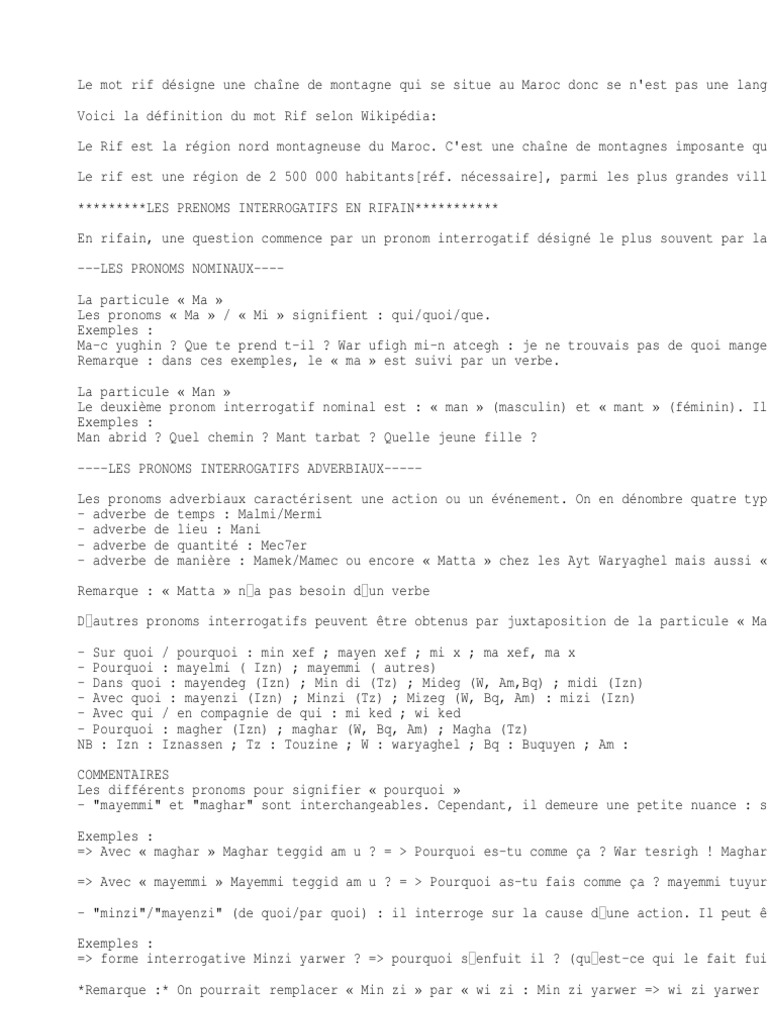 Apprendre Le Tarifit | PDF | Pronom | Genre grammatical