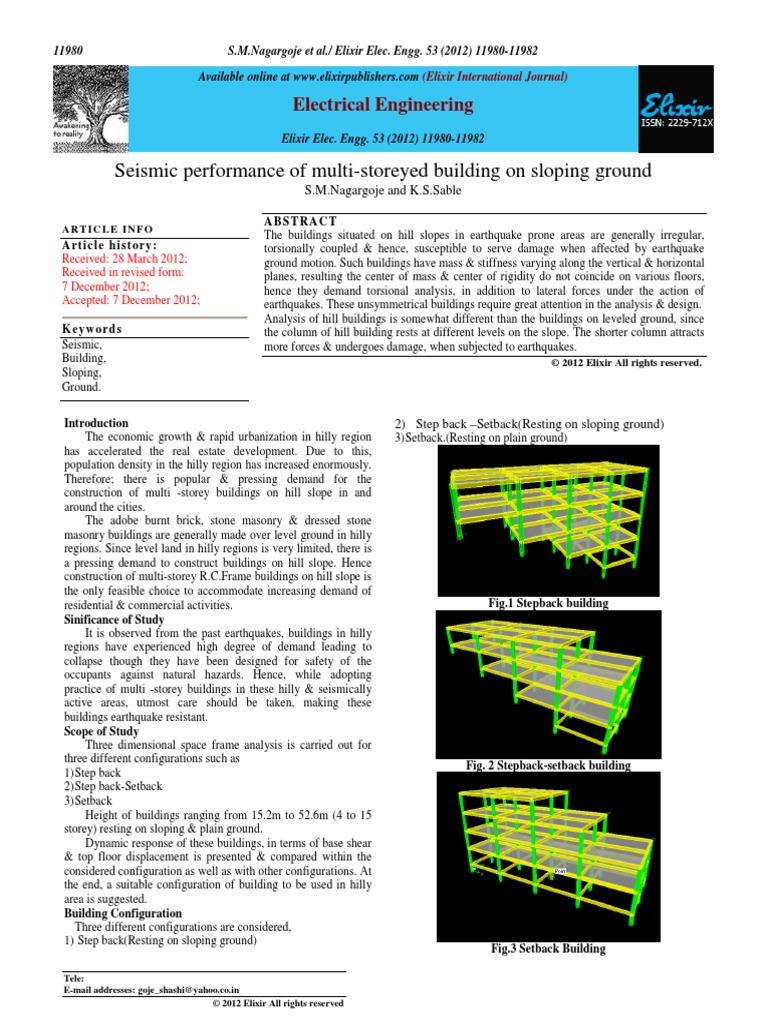 Seismic Performance of Multi-Storeyed Building On Sloping Ground PDF ...