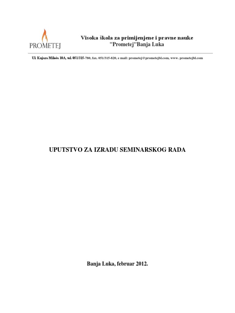 Uputstvo Za Izradu Seminarskog Rada | PDF