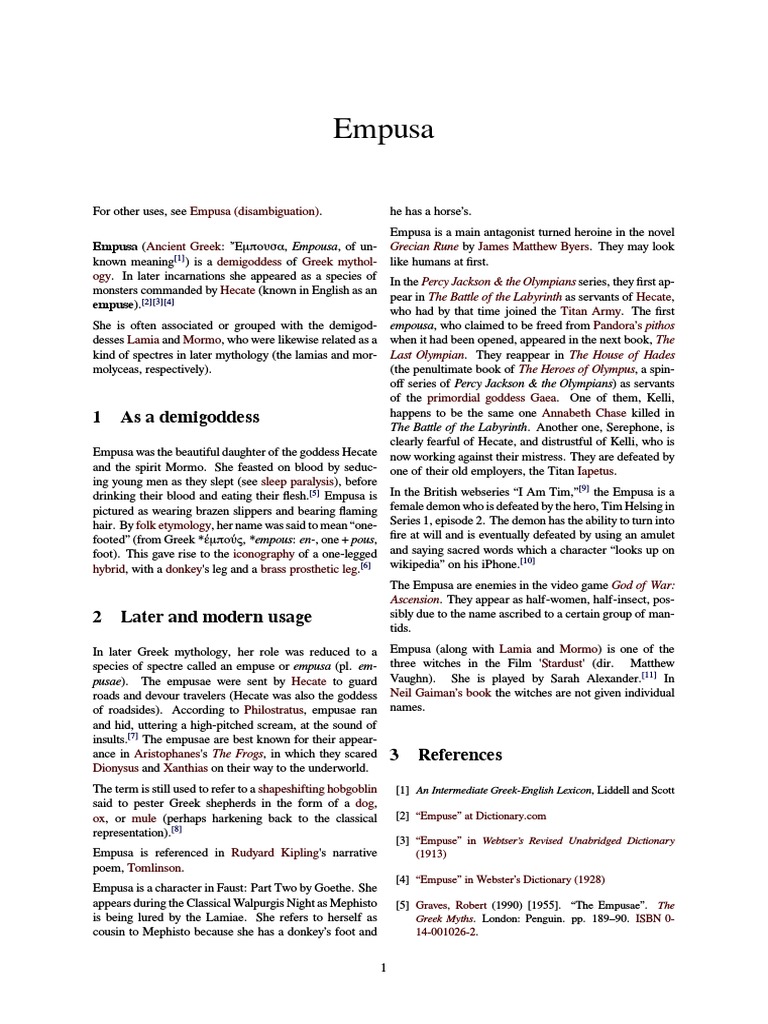 Empusa in Greek Mythology | PDF | Legends | Mythology