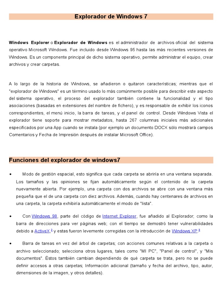 Explorador de Windows 7 | PDF | Software | Software del sistema