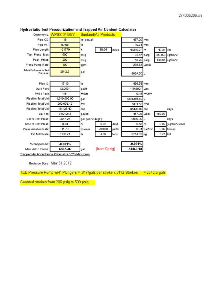 Air Inclusion Calculations | PDF