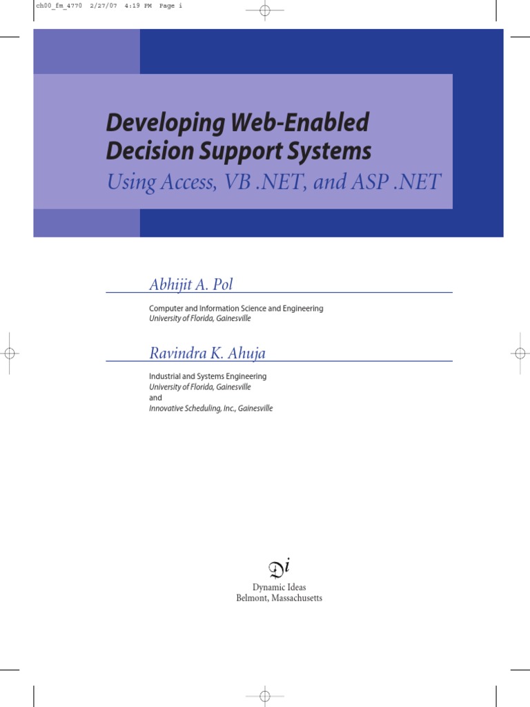 Developing Web-Enabled Decision Support Systems | PDF | Visual Basic .Net | Microsoft Access