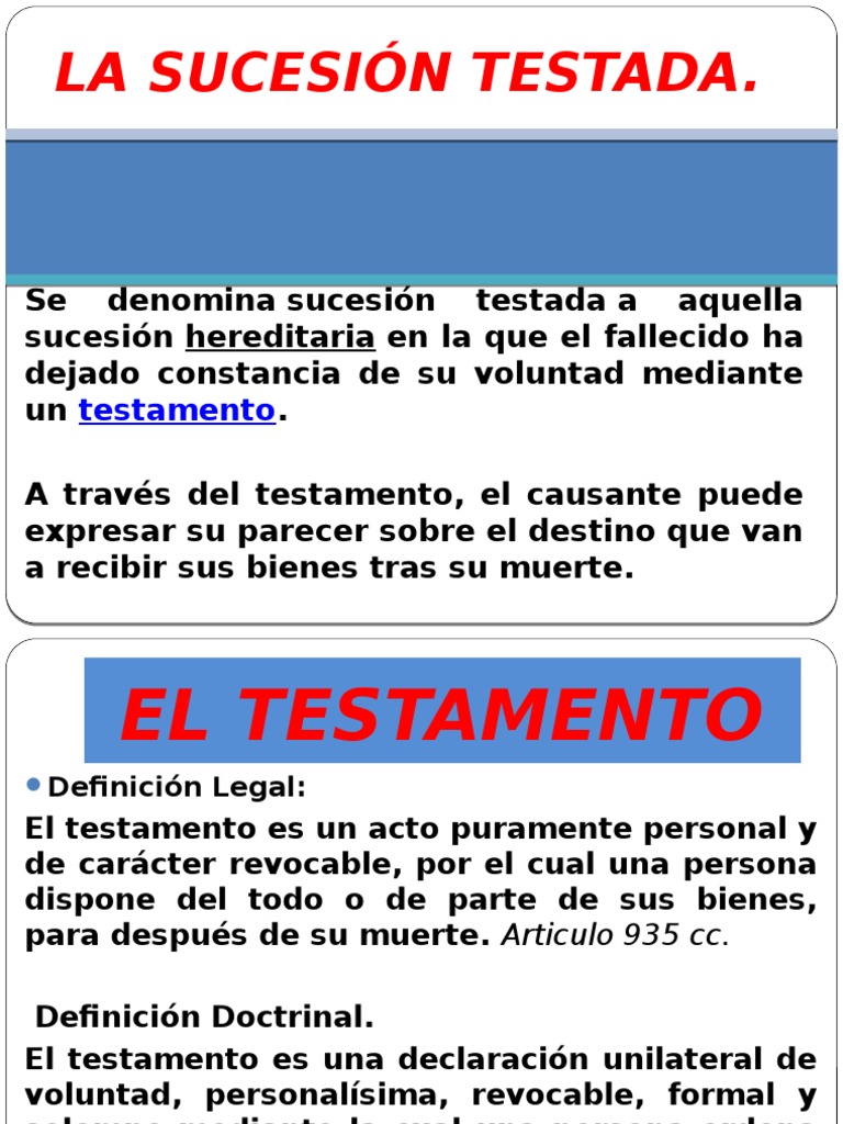 Sucesión Testada. | PDF | Voluntad y testamento | Ley de Propiedad