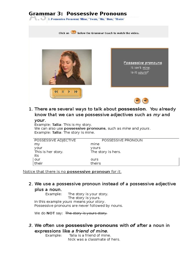 3rd Class English 3 A3-A4 | Download Free PDF | Pronoun | Grammatical ...