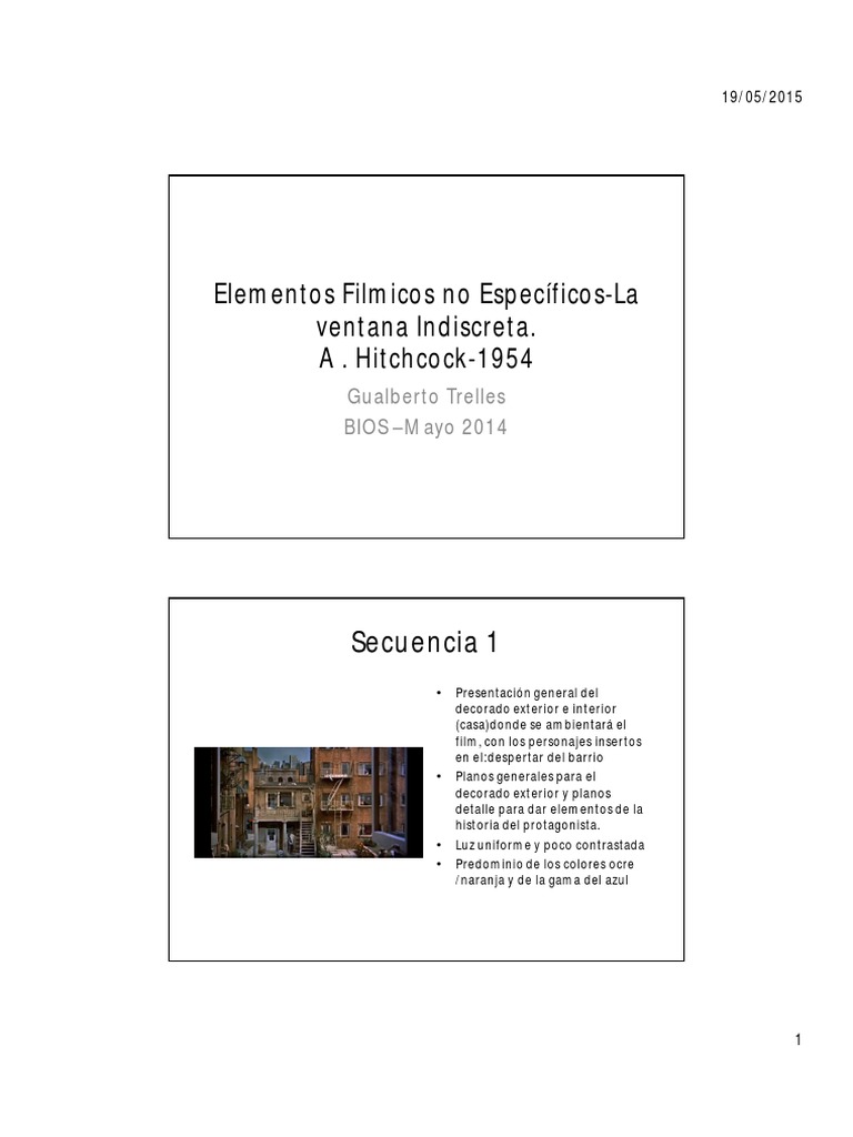 La Ventana Indiscreta-Elementos No Específicos y Secuencias | PDF ...