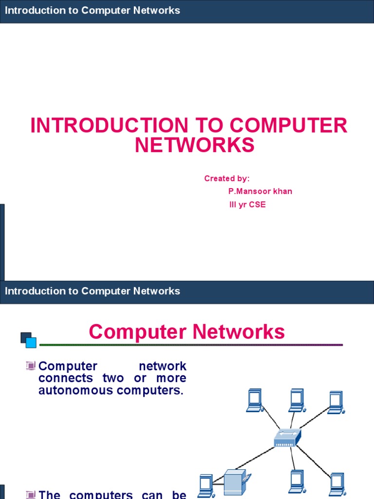 Introduction To Computer Networks | PDF | Network Topology | Computer ...