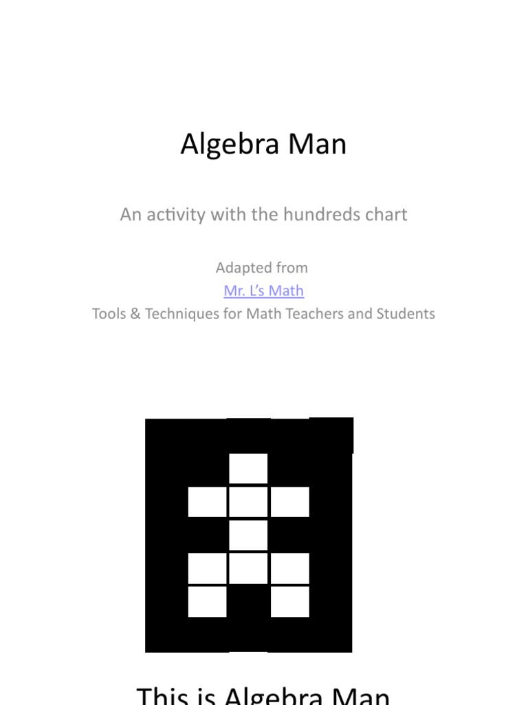 Algebra Man An Activity With The Hundreds Chart Pdf Sports