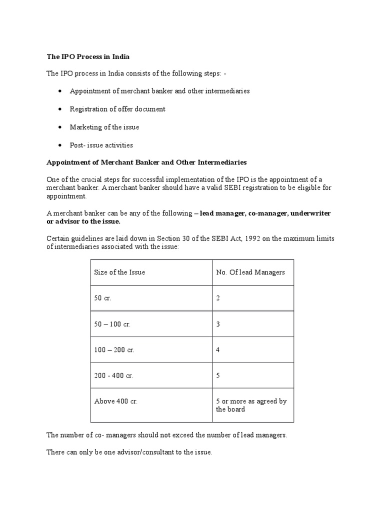 Process of IPO in India | PDF | Initial Public Offering | Underwriting