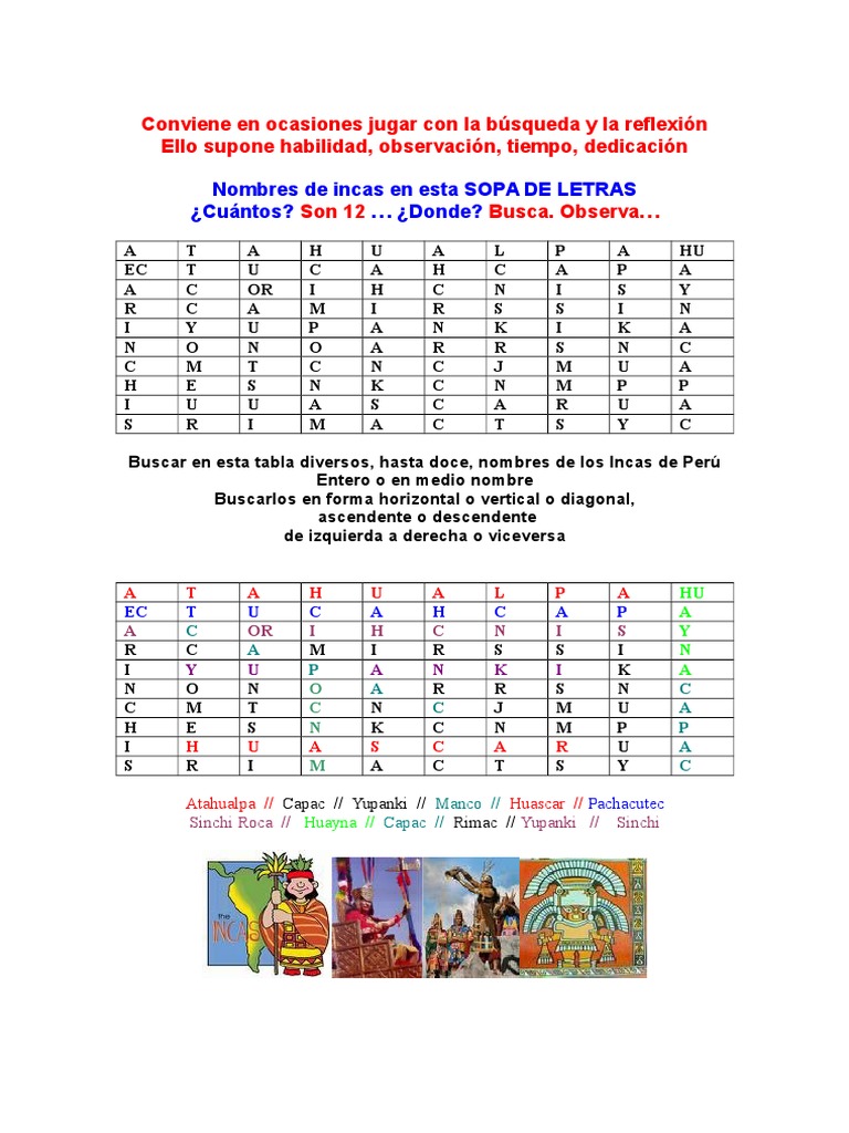 03c4 Sopa de Letras. Incas | PDF