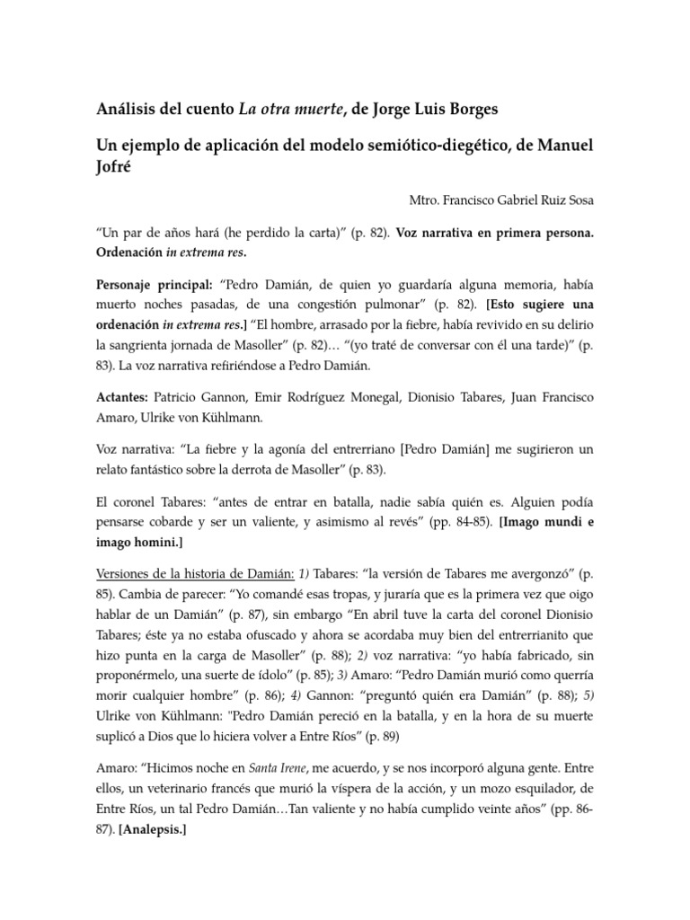 Análisis Del Cuento La Otra Muerte | PDF | Historia | Libros para ...
