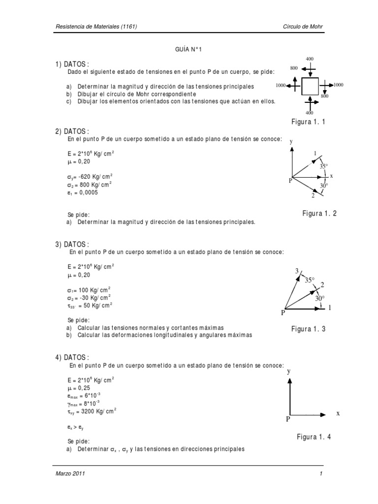 Ejercicios Modelo de Circulo de Morh | PDF | Estrés (Mecánica) | Resistencia de materiales