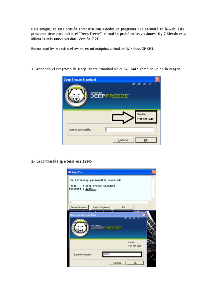 Tutorial Anti Deep Freeze v7. | PDF | Contraseña | Software del sistema