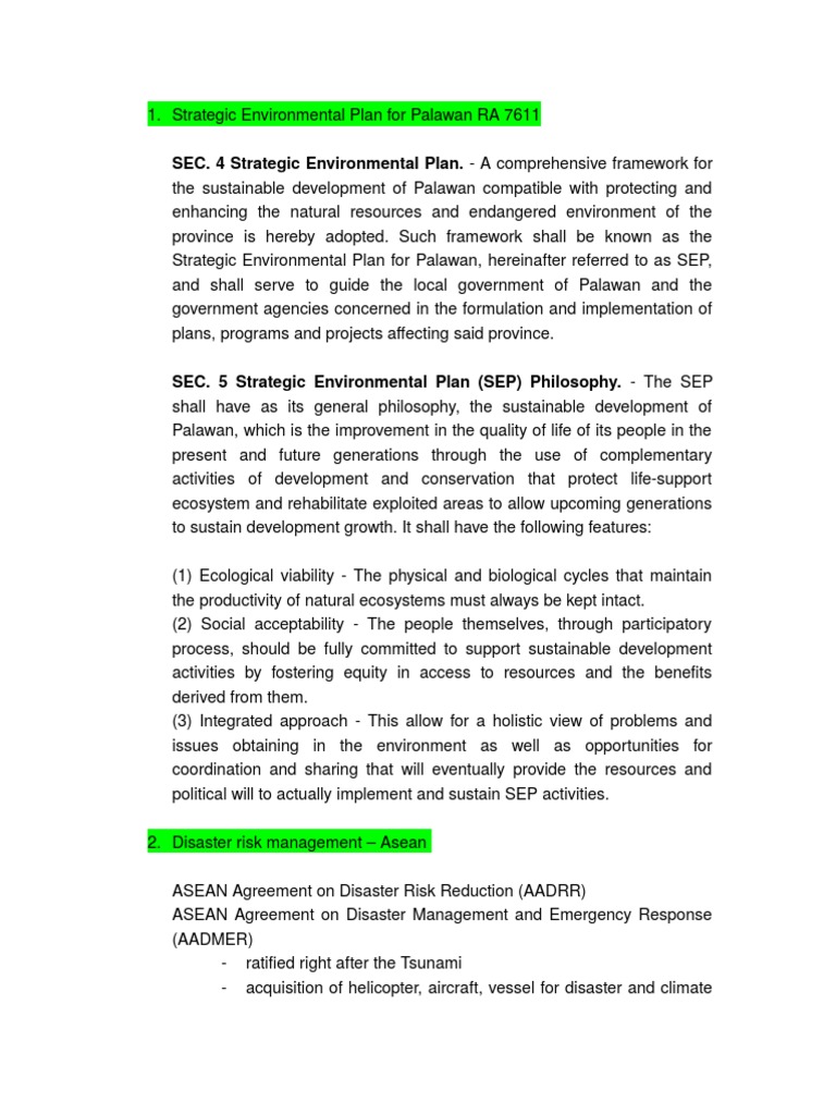 SEC. 4 Strategic Environmental Plan. - A Comprehensive Framework For ...