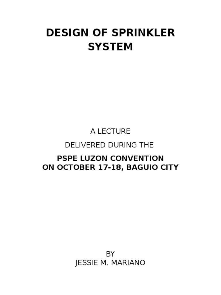 Design of Sprinkler System by Engr. Mariano | PDF | Fire Sprinkler ...