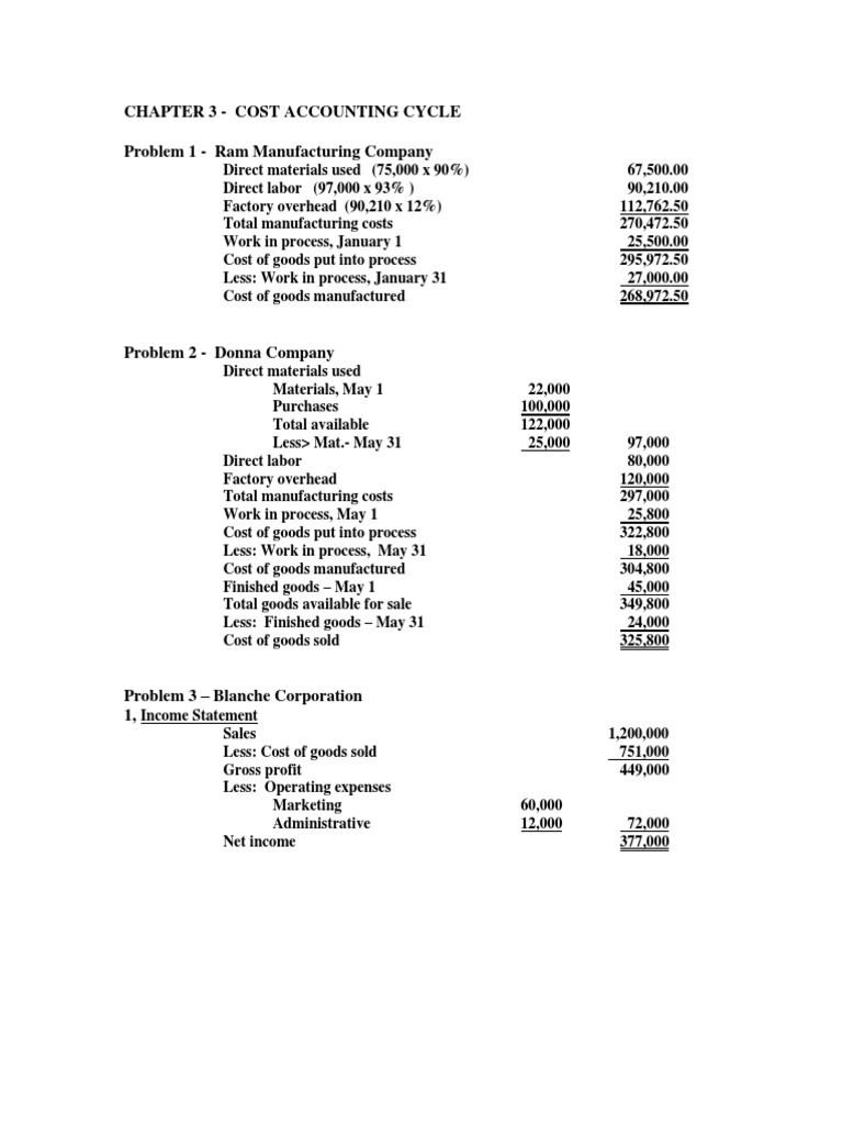 Cost Accounting Cycle: Chapter 3 Solutions | PDF