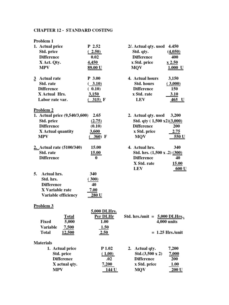 Cost Accounting - Chapter 12 | PDF | Cost Of Goods Sold | Variance