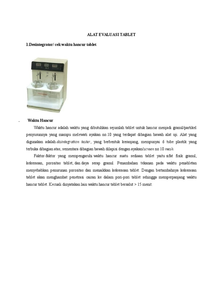 Alat Evaluasi Tablet | PDF