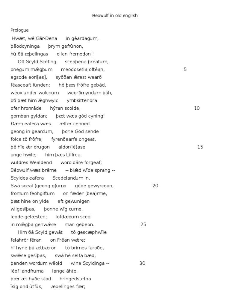Beowulf in Old English | PDF