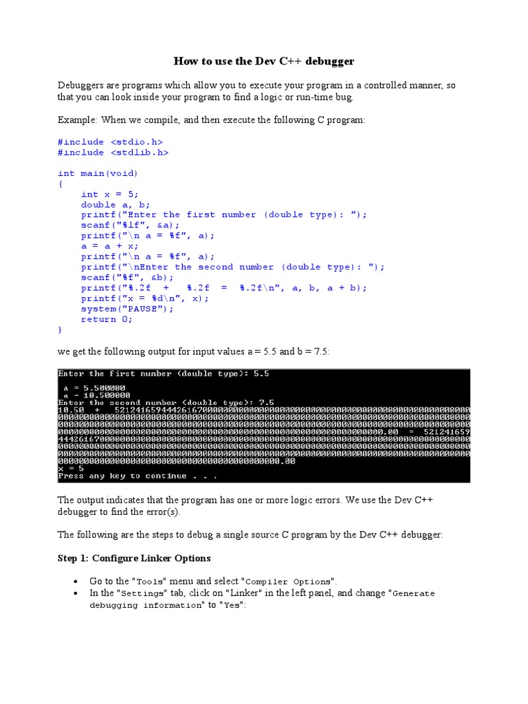 Lab03 Supplement How To Use Dev C Debugger Pdf Variable Computer Science Source Code 0750