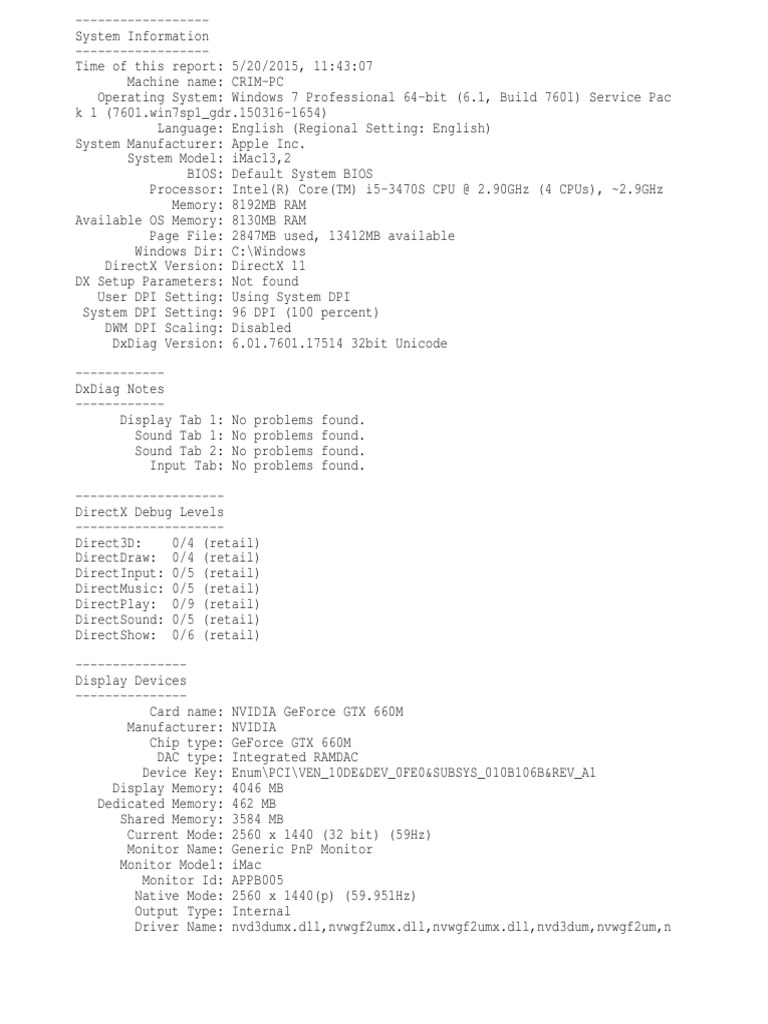 DxDiag Imac | PDF | Codec | Device Driver