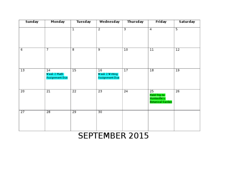 September School Calendar | PDF