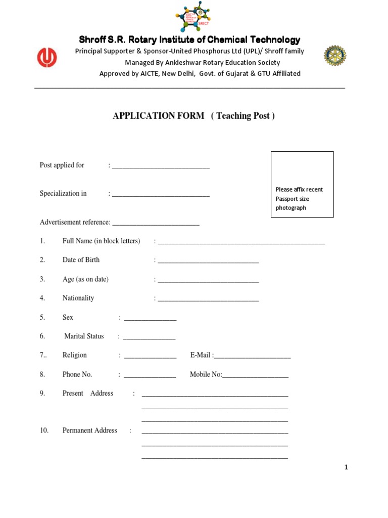 Teaching Application Form | PDF | Further Education | Teaching And Learning