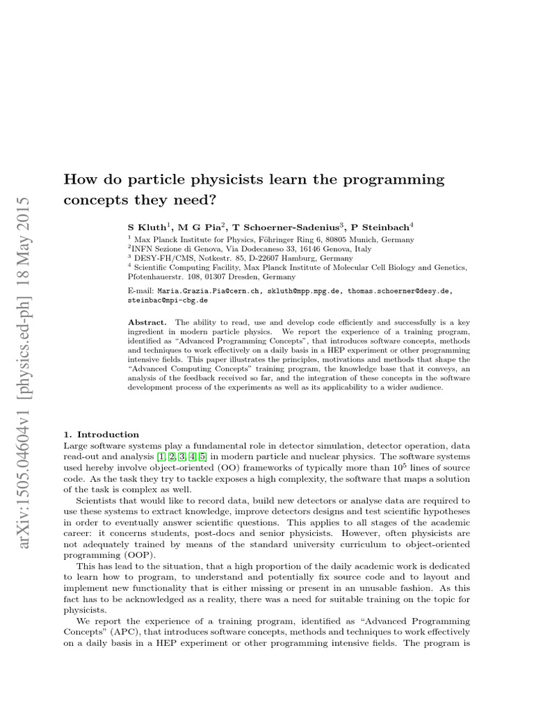 How Do Particle Physicists Learn The Programming Concepts They Need? | PDF | Object Oriented ...
