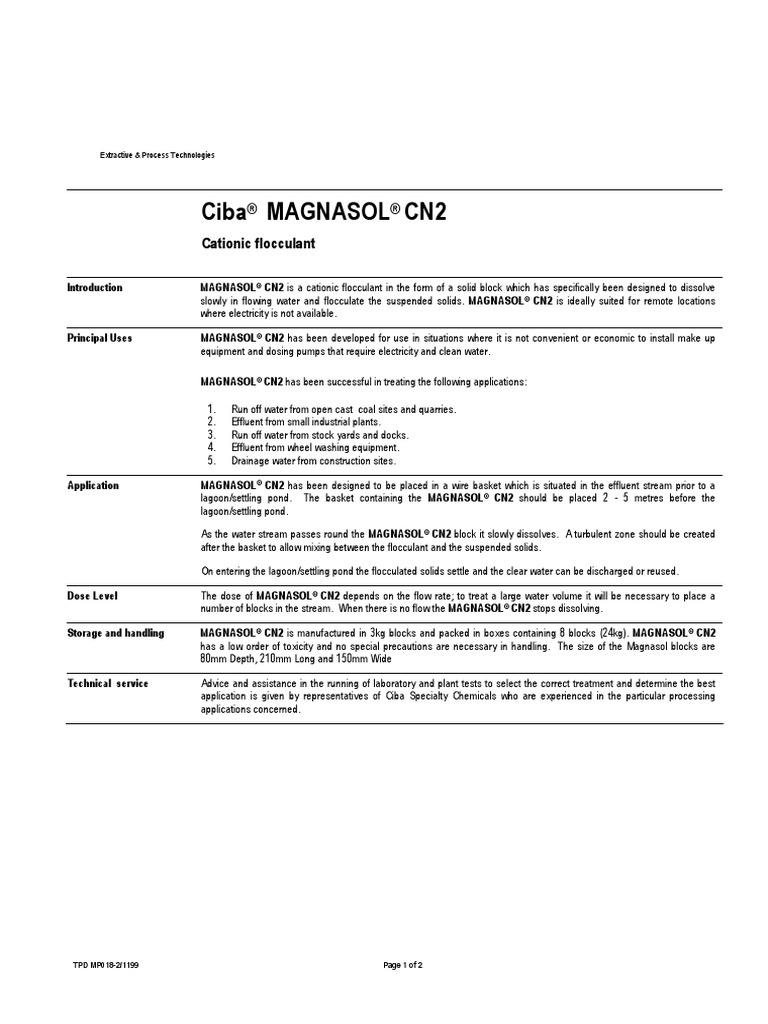 Material Properties - Soil Treatment - Magnasol - cn2 | PDF | Solid | Water