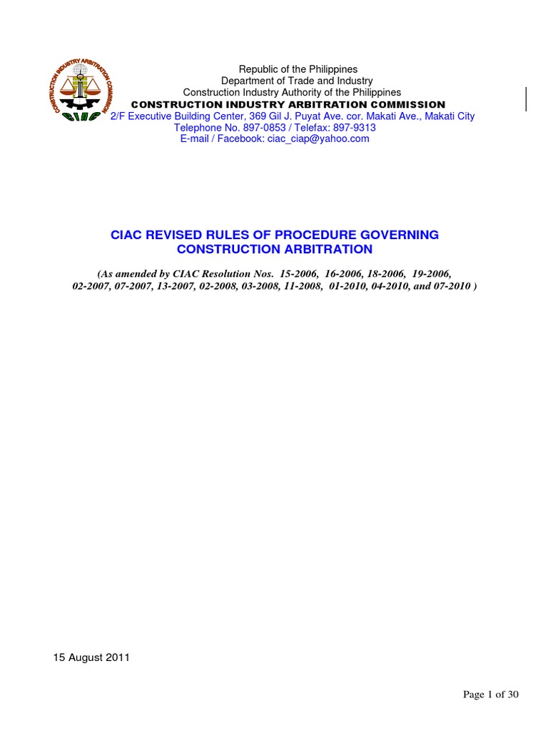 A.10 CIAC Revised Rules of Procedure-1 | Download Free PDF | Arbitral ...