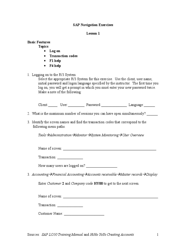SAP exercises | User (Computing) | Icon (Computing)
