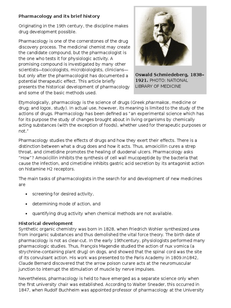 Pharmacology and Its Brief History | PDF | Bioassay | Pharmacology