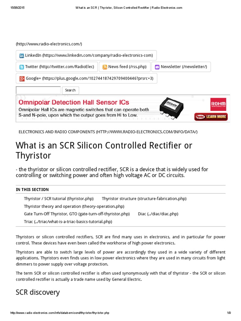What Is An SCR - Thyristor, Silicon Controlled Rectifier - Radio-Electronics | PDF | Rectifier ...