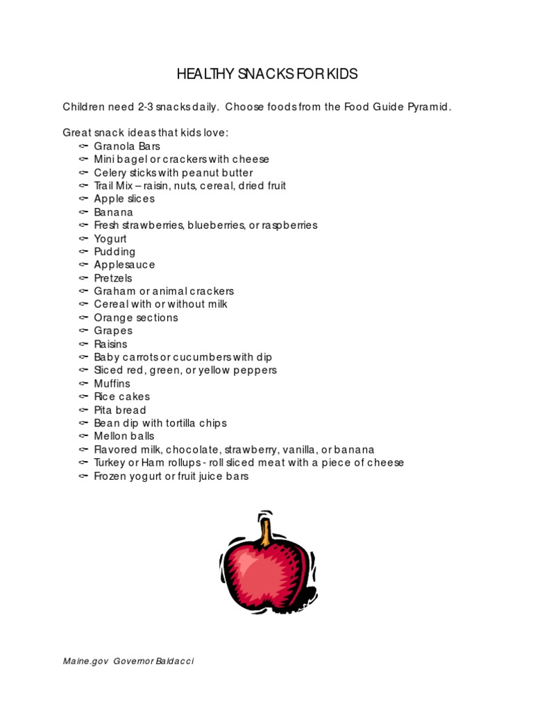 Healthy Snacks For Kids: Great Snack Ideas That Kids Love | PDF ...