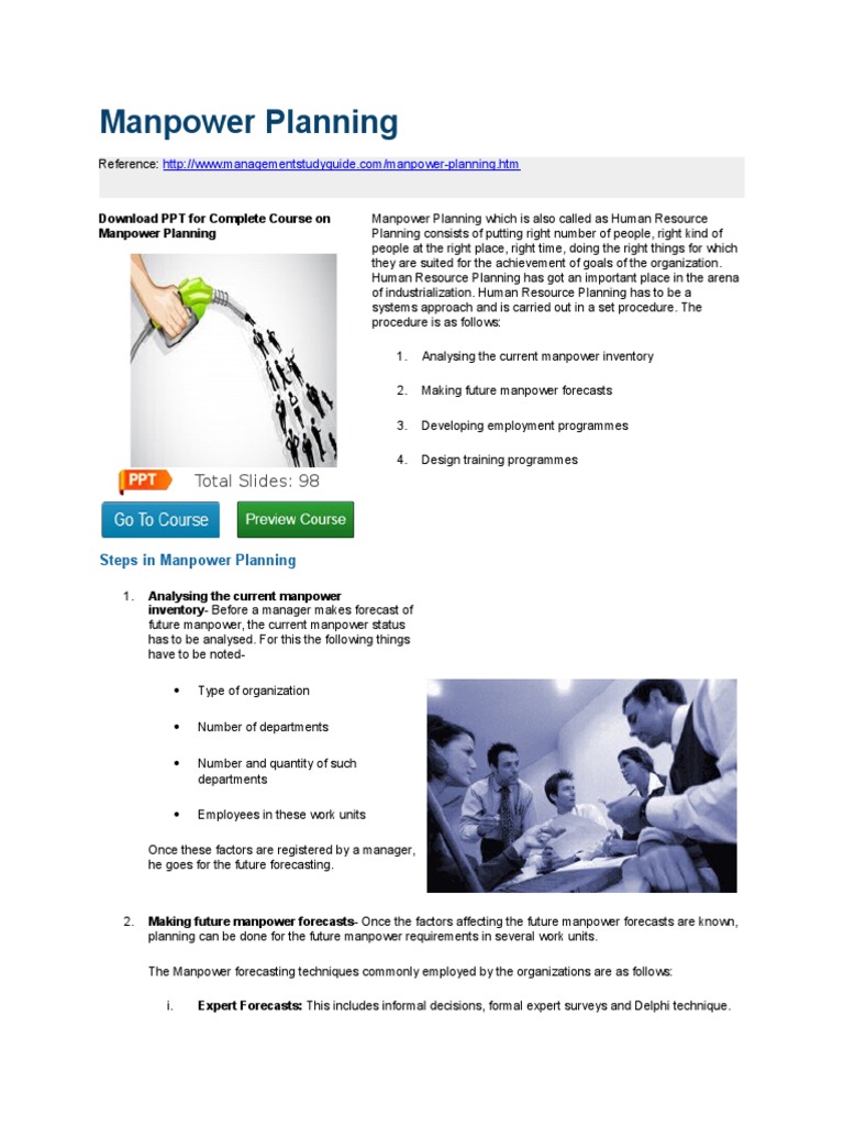 Manpower Planning Process Explained | PDF