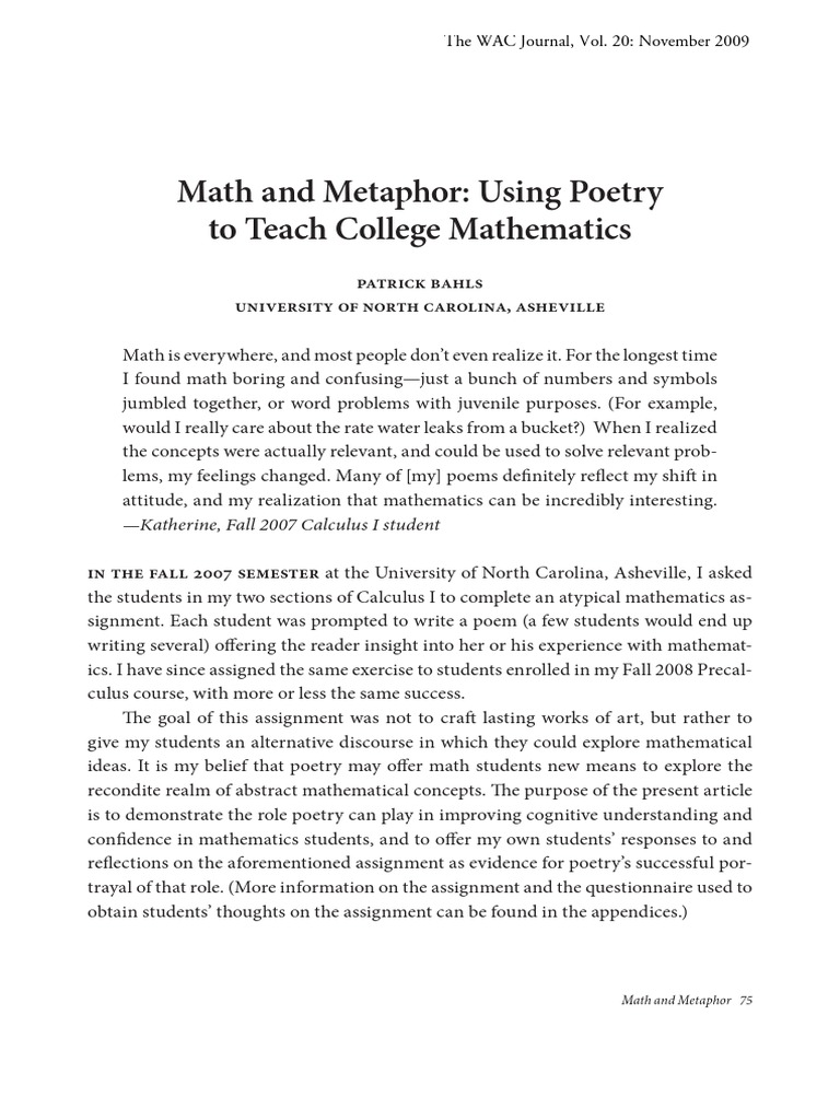 Poetry as a Tool for Math Learning | PDF