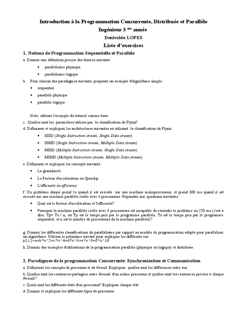 Exercices ICDPP FR | PDF | Parallélisme (informatique) | Middleware