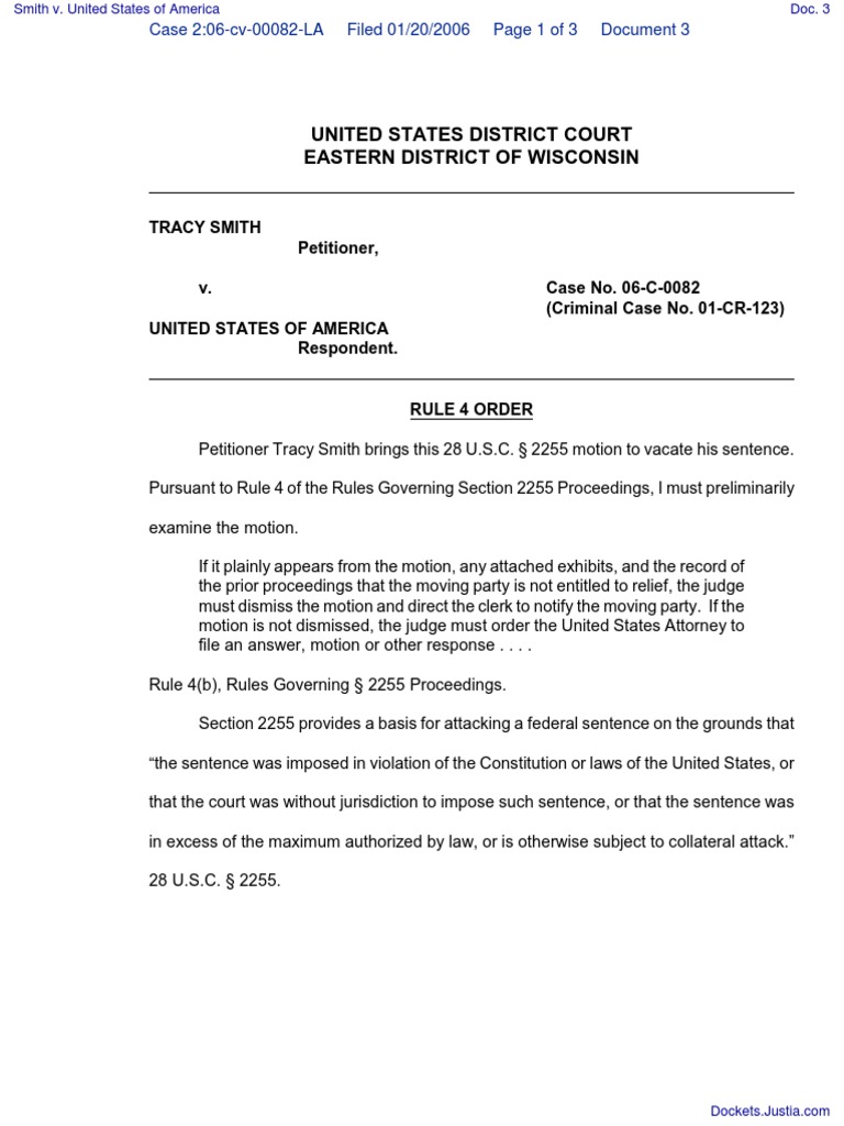 Smith V United States Of America Document No 3 Pdf United