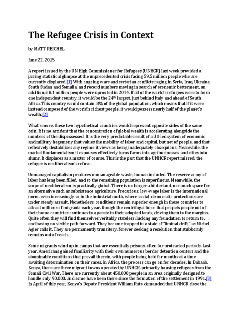 Understanding the Refugee Crisis Today | PDF | United Nations High ...